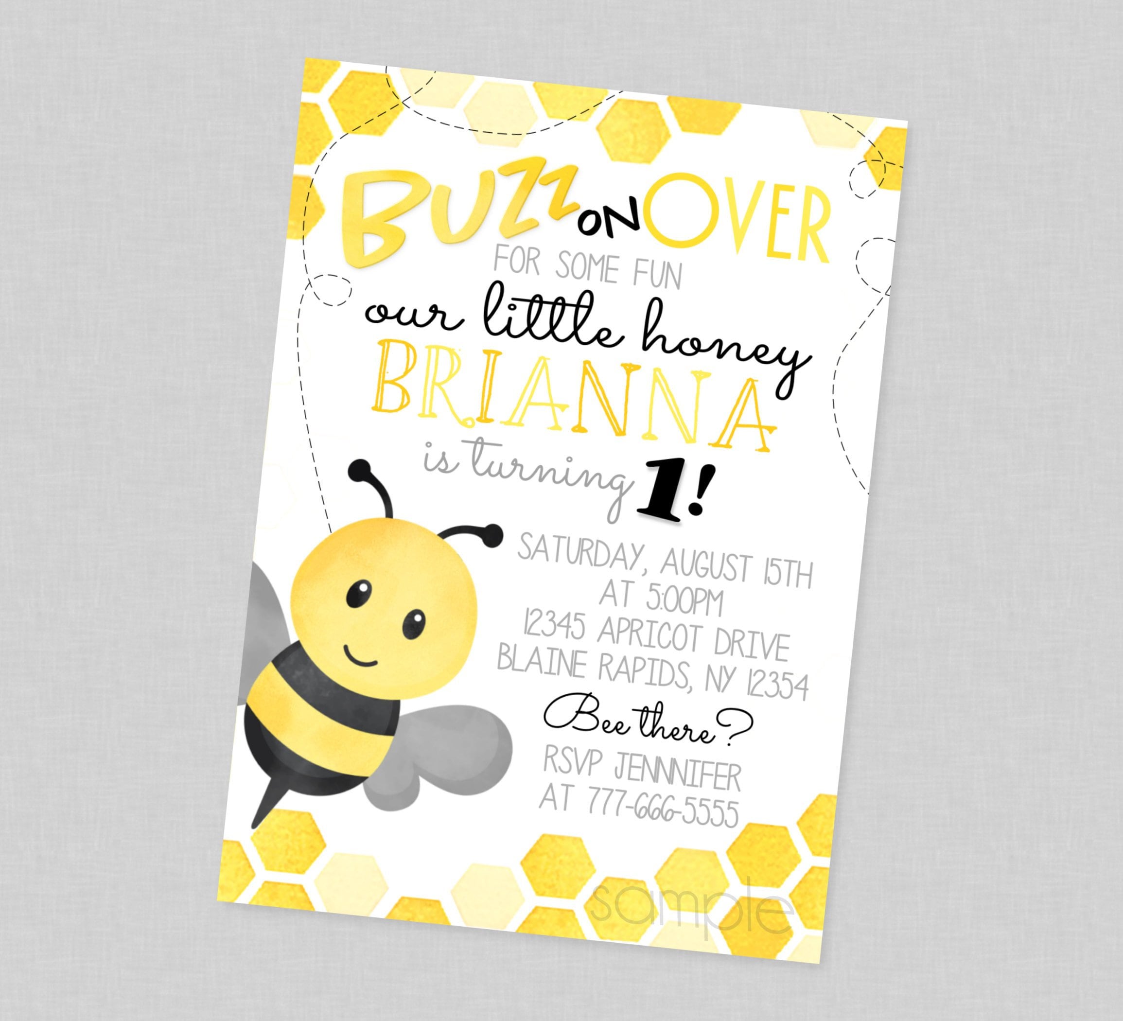 Bee Birthday Invitation Bee Birthday Invitations Bee 1st | Etsy