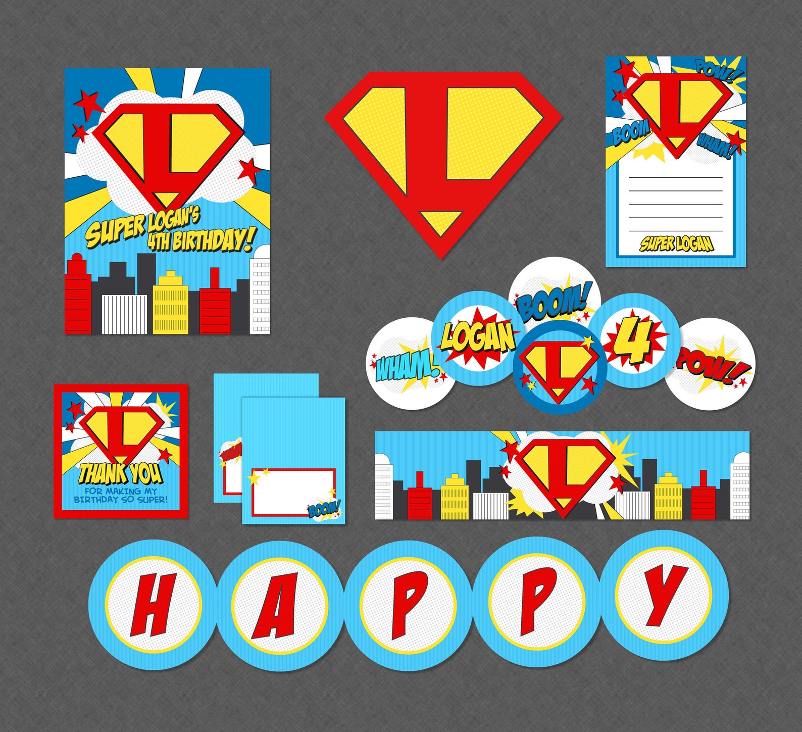 Emblem Superhero Birthday Mega Party Pack Superhero Birthday | Etsy