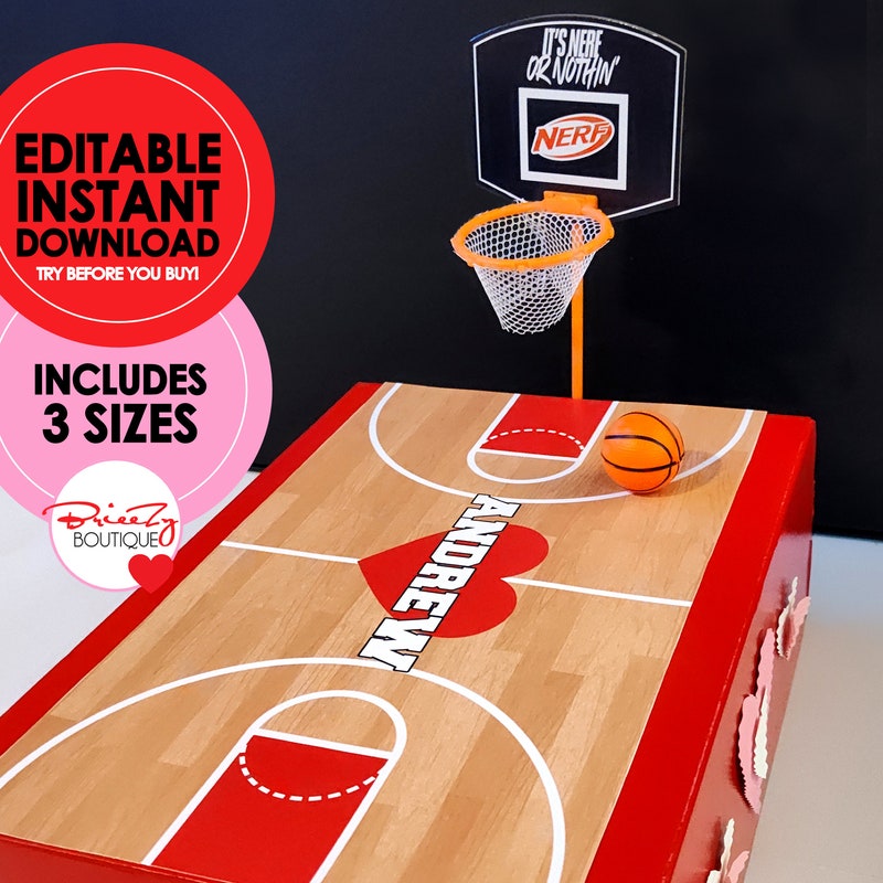Valentines Basketball Box - Etsy
