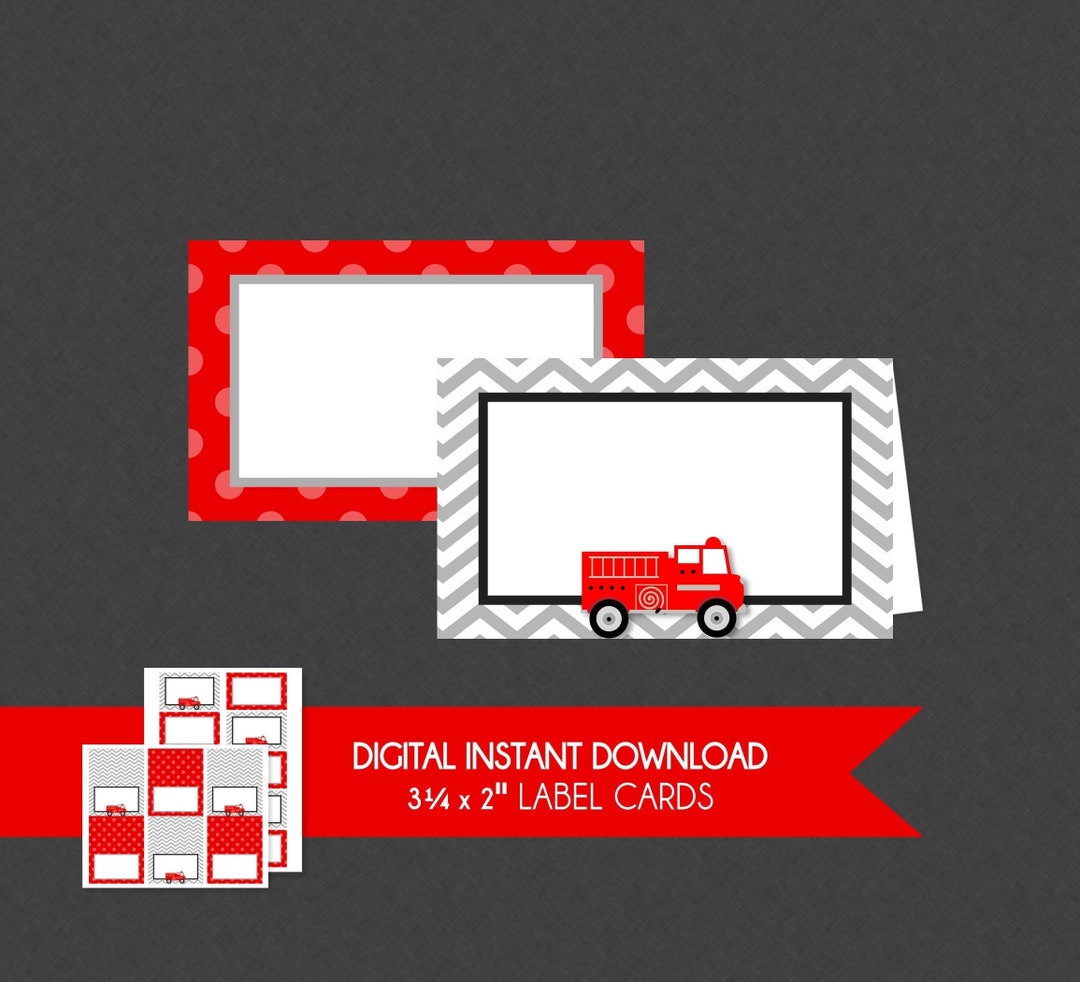 Firetruck Label Cards - INSTANT DOWNLOAD - Firetruck Baby Shower, Fire ...