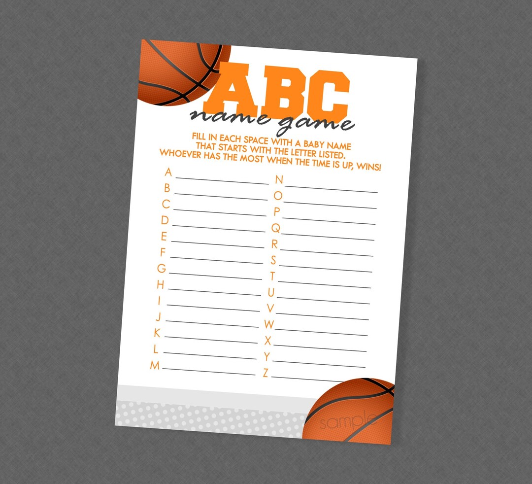 Basketball ABC Baby Name Game - INSTANT DOWNLOAD - Basketball Baby ...