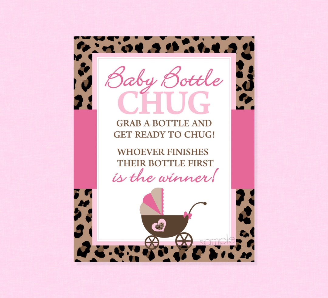 Leopard Baby Bottle Chug Shower Game - INSTANT DOWNLOAD - Leopard Baby ...