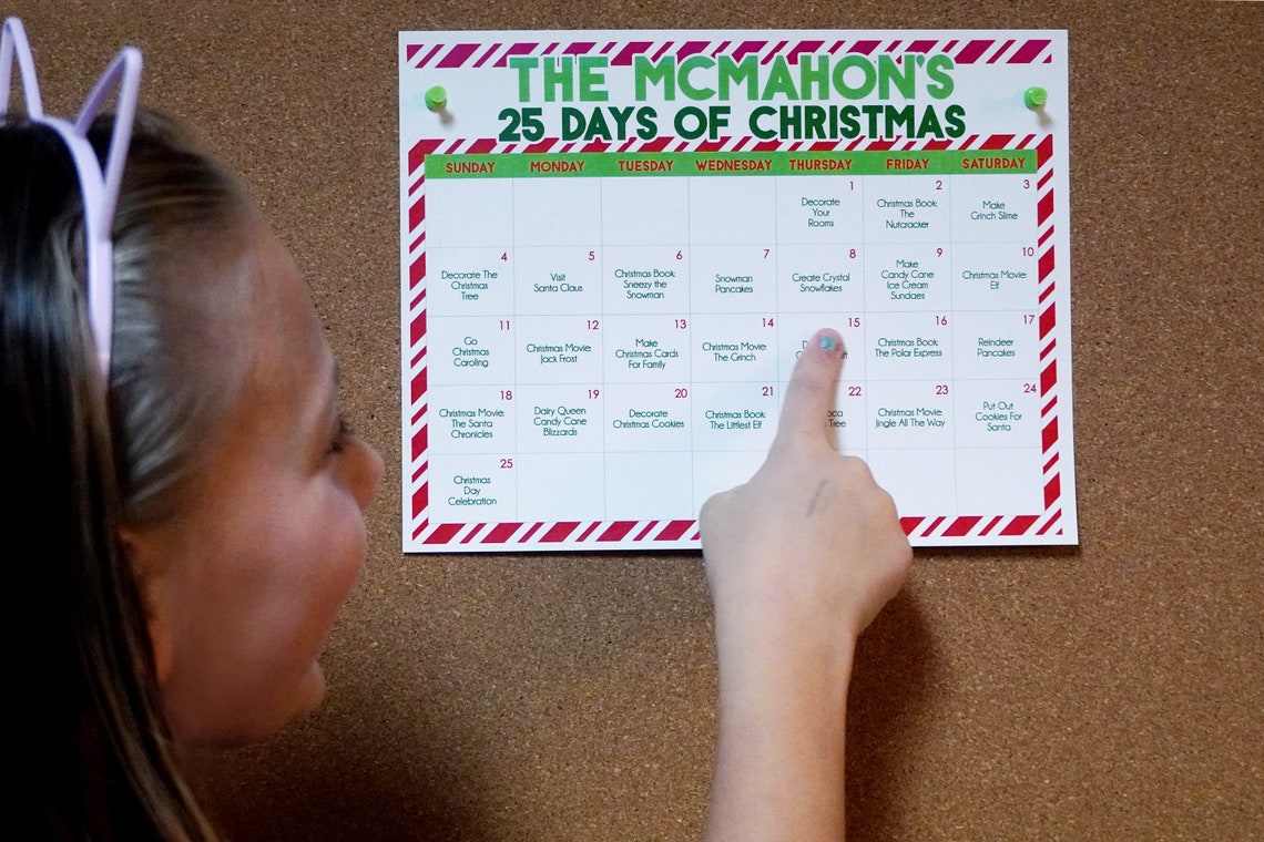 25 Days of Christmas Activity Calendar EDITABLE INSTANT - Etsy