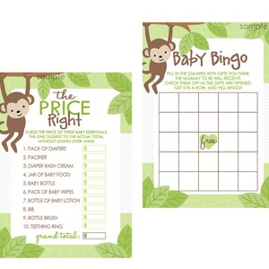 Monkey Baby Shower Game Pack - INSTANT DOWNLOAD - Jungle Shower Games ...