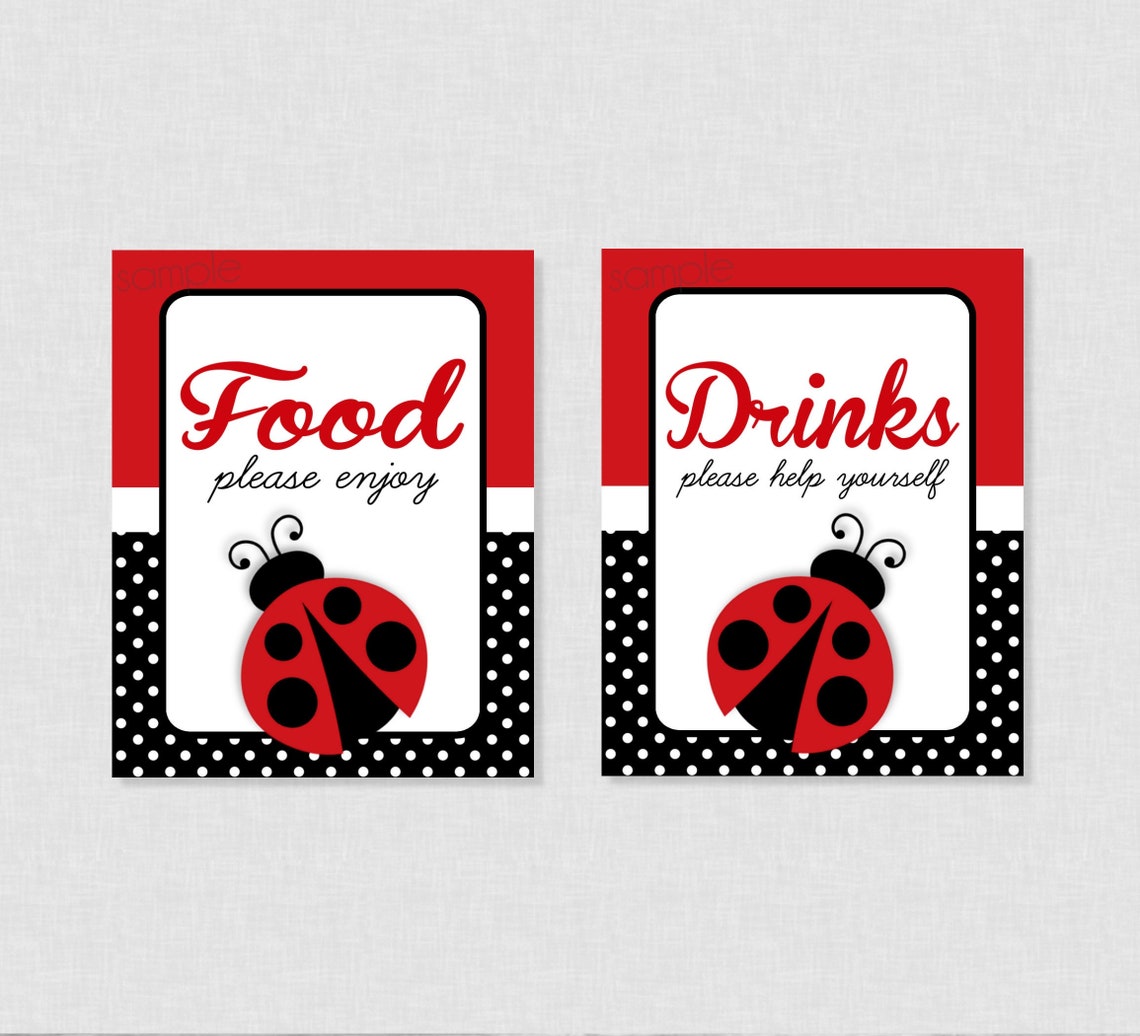 Ladybug Food & Drinks Party Signs INSTANT DOWNLOAD Ladybug - Etsy