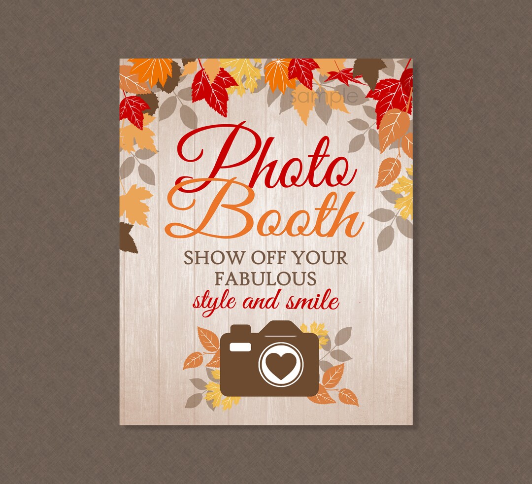 Fall Photo Booth Party Sign - INSTANT DOWNLOAD - Fall Party Signs, Fall ...