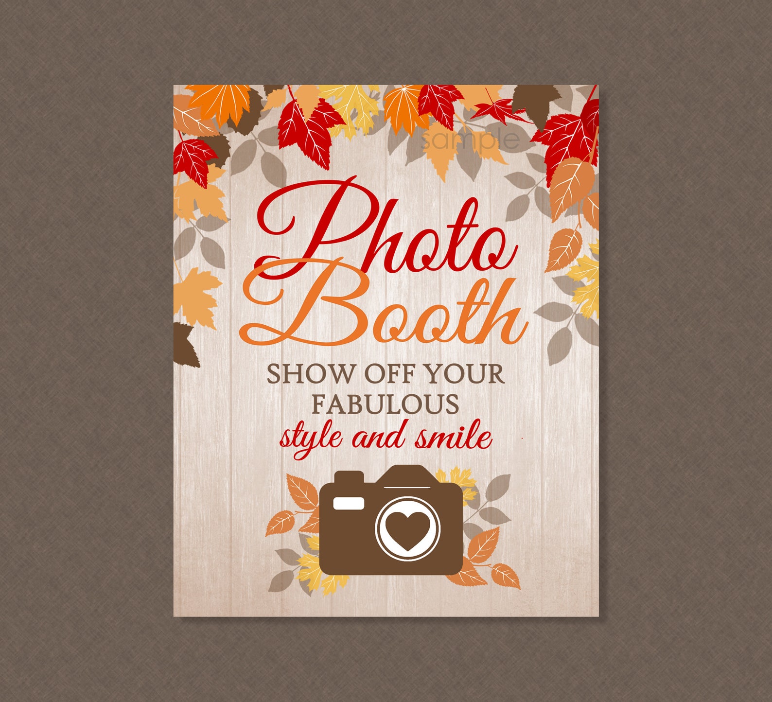 Fall Photo Booth Party Sign INSTANT DOWNLOAD Fall Party - Etsy