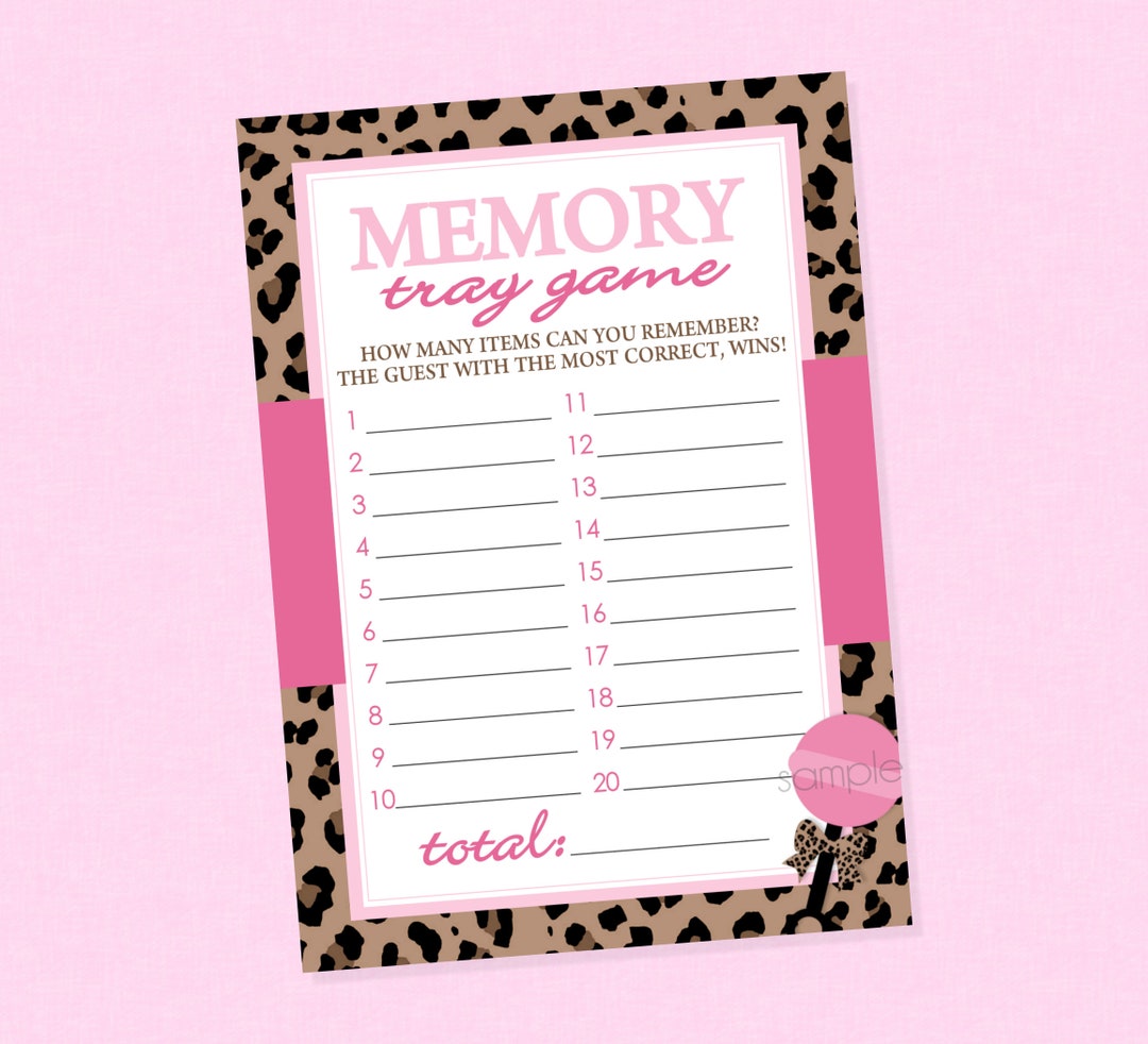 Leopard Memory Tray Baby Shower Game - INSTANT DOWNLOAD - Leopard Baby ...