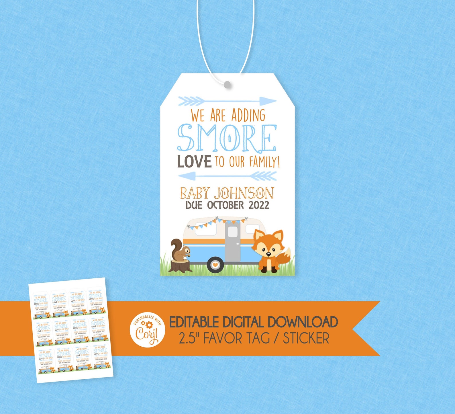 Smore Love RV Camper Favor Tag Editable Instant Download - Etsy
