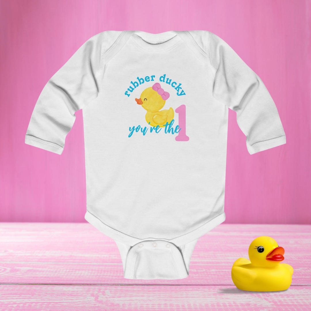 Girl Rubber Ducky You're the 1 Long Sleeve 1st Birthday Bodysuit | 4 ...