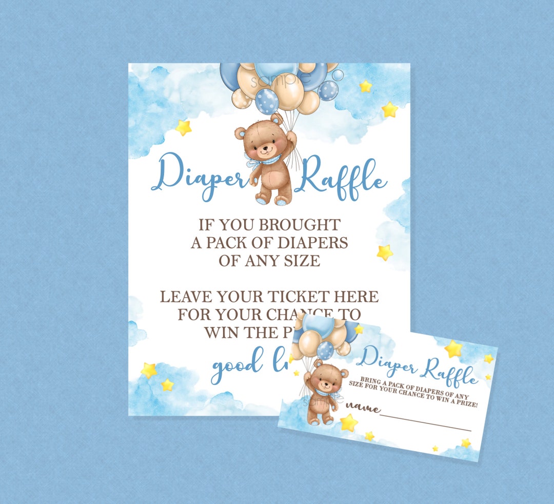 Bear Baby Shower Diaper Raffle - INSTANT DOWNLOAD - Diaper Raffle ...