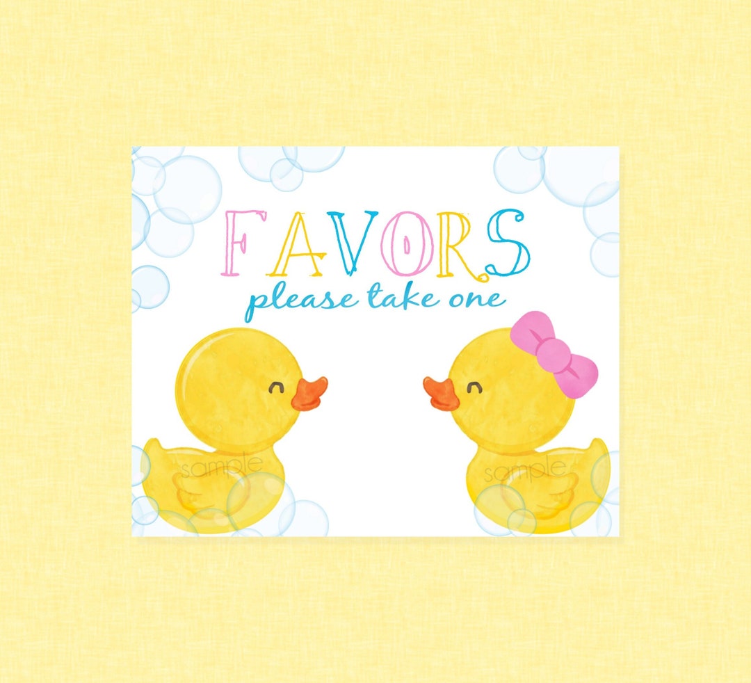 Rubber Duck Favor Party Sign - INSTANT DOWNLOAD - Baby Shower, Gender ...