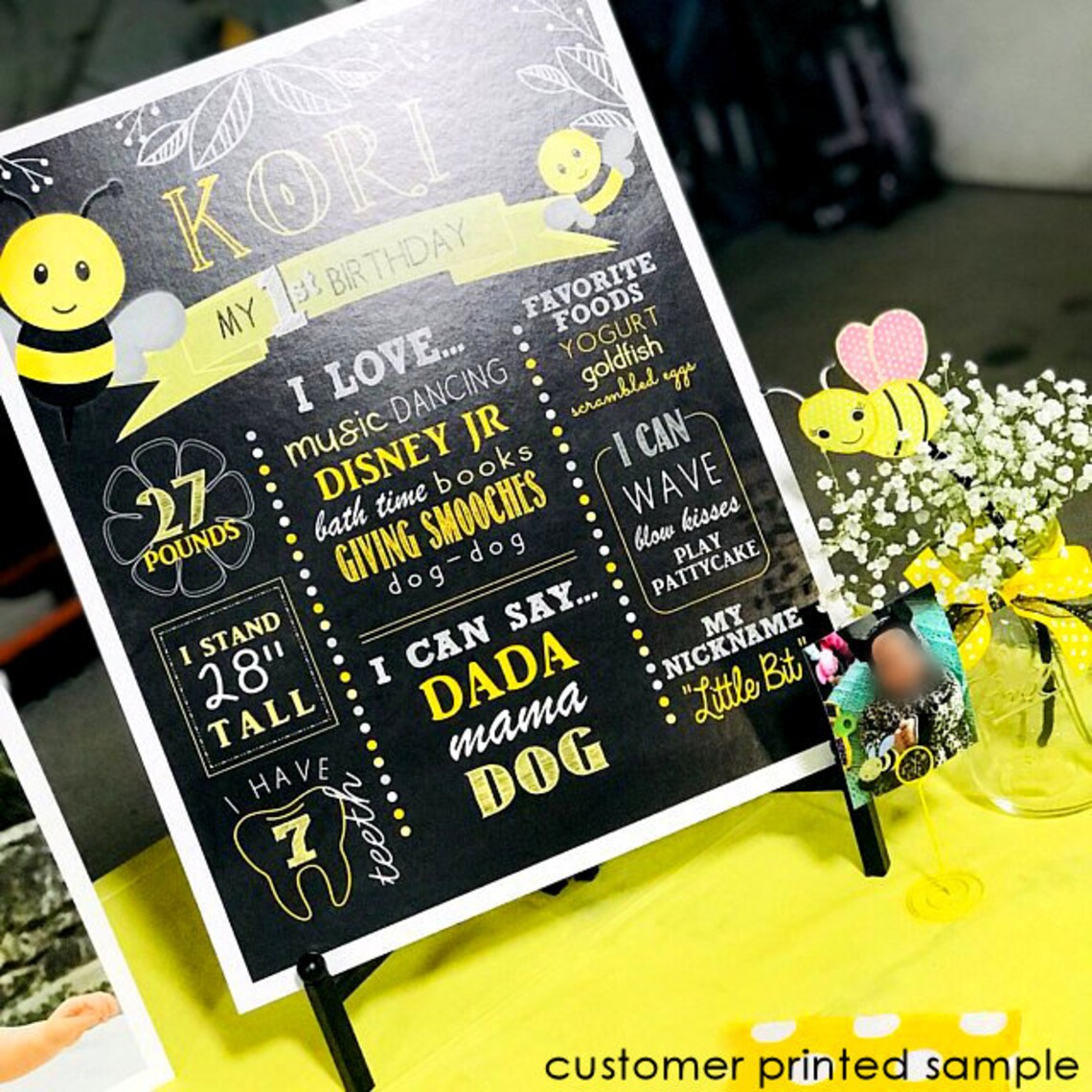 Bee Birthday Milestone Chalkboard - EDITABLE INSTANT DOWNLOAD - Bee ...