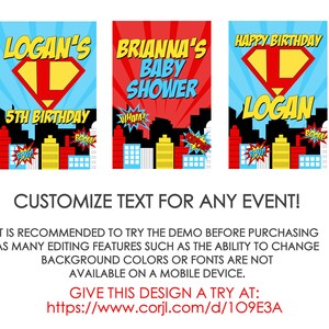 Superhero Party Poster EDITABLE INSTANT DOWNLOAD Superhero Welcome Sign ...