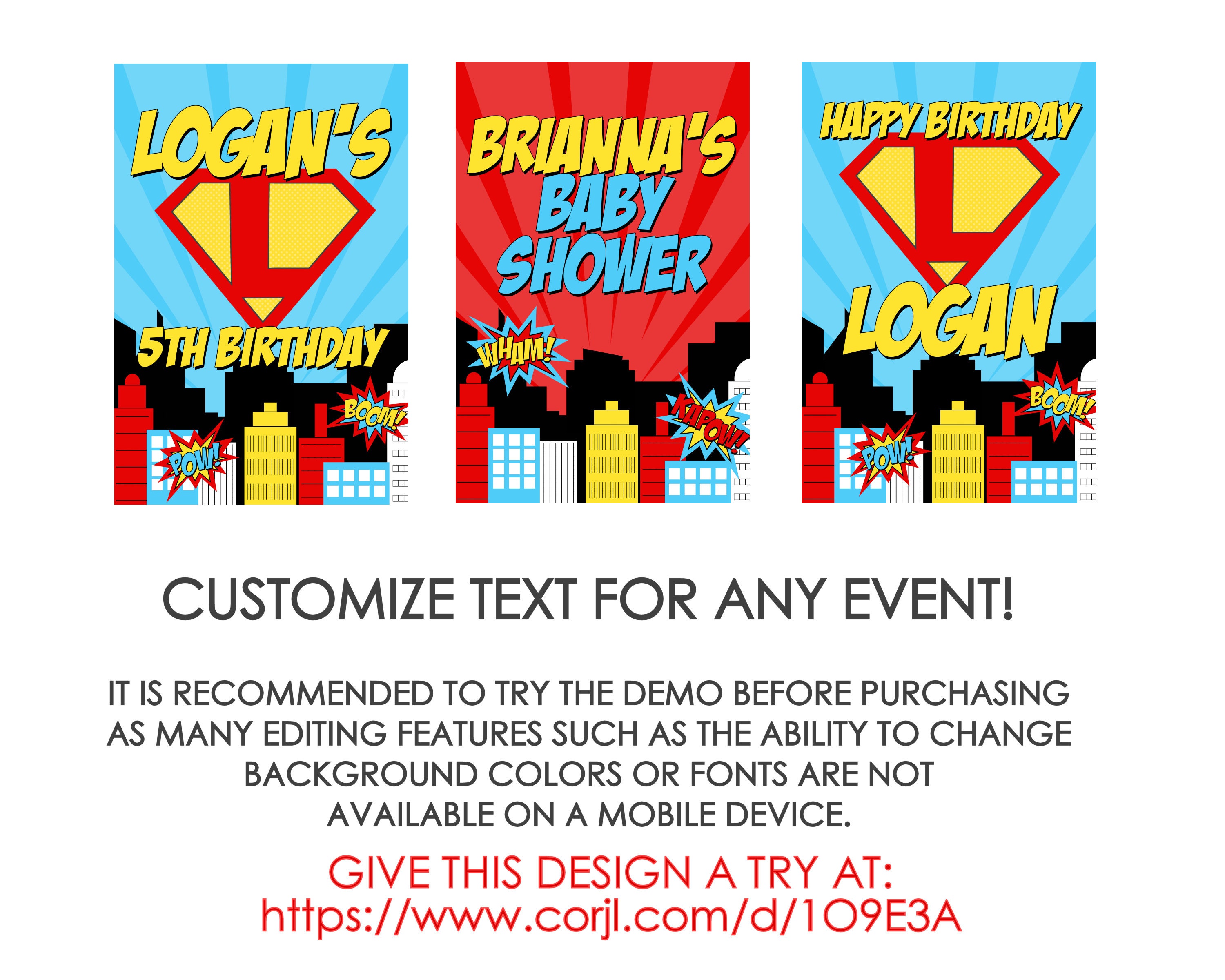 Superhero Party Poster - EDITABLE INSTANT DOWNLOAD - Superhero Welcome ...