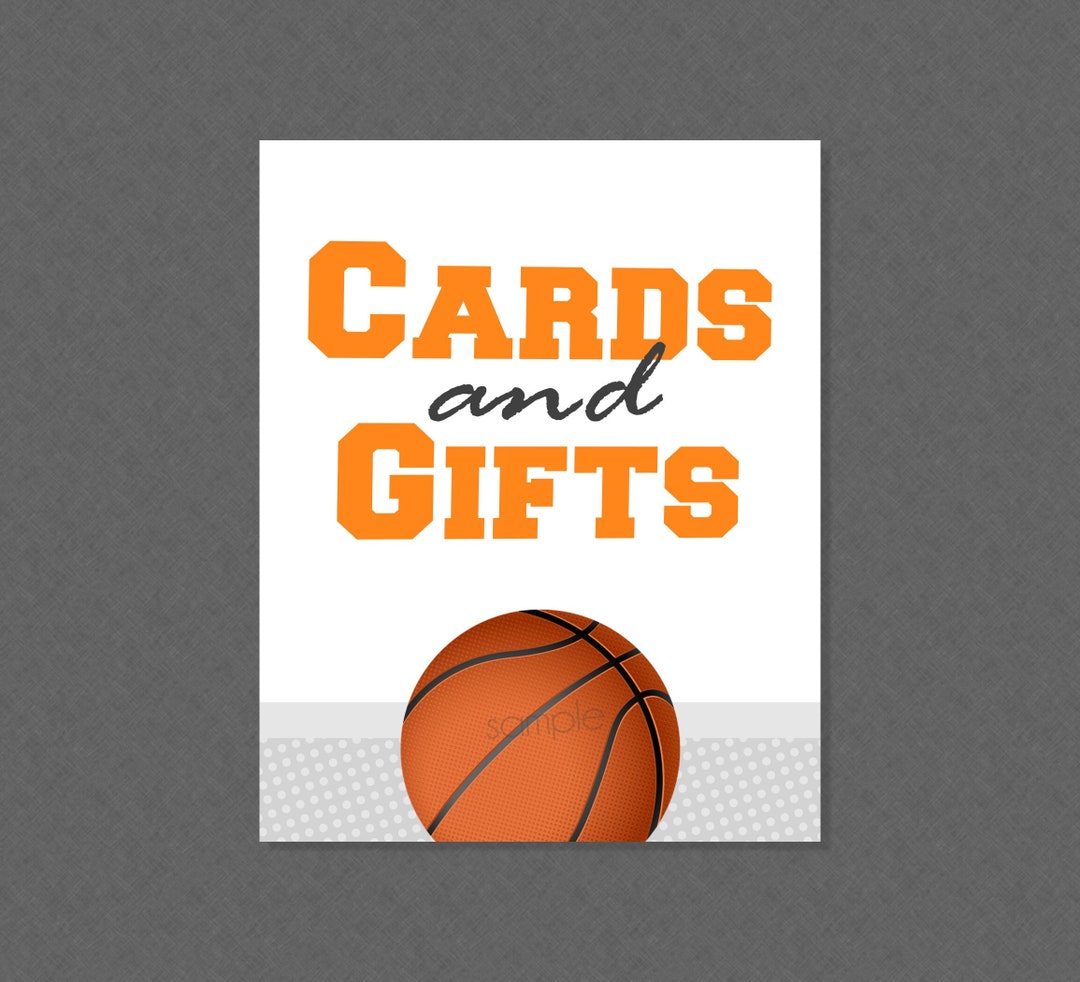Basketball Cards & Gifts Party Sign - INSTANT DOWNLOAD - Basketball ...