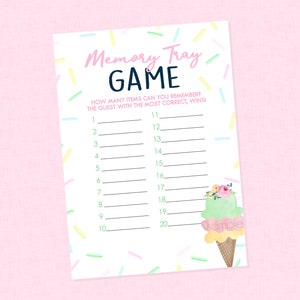 Ice Cream Memory Tray Baby Shower Game - INSTANT DOWNLOAD - Ice Cream ...