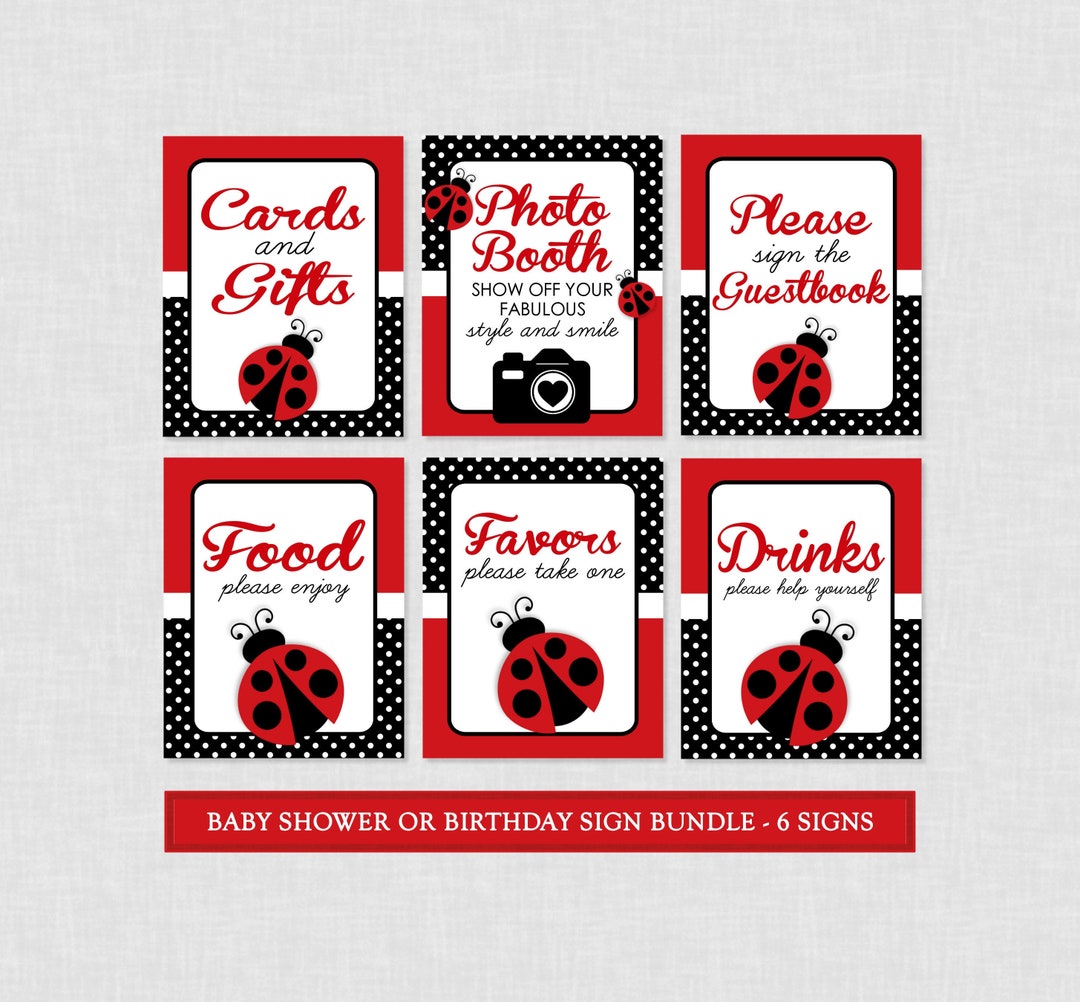 Ladybug Party Sign Pack - INSTANT DOWNLOAD - Ladybug Party Signs ...