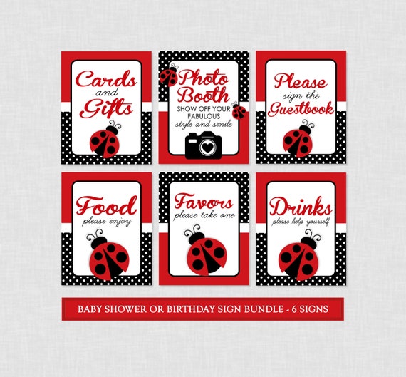 Ladybug Party Sign Pack INSTANT DOWNLOAD Ladybug Party - Etsy
