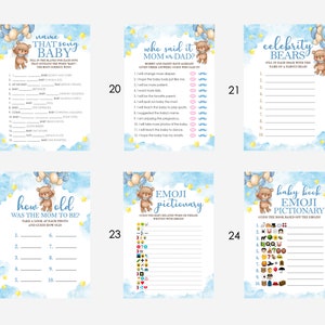 Bear Baby Shower Games - PICK ANY 10 - 30 Games to Choose From - Bearly ...
