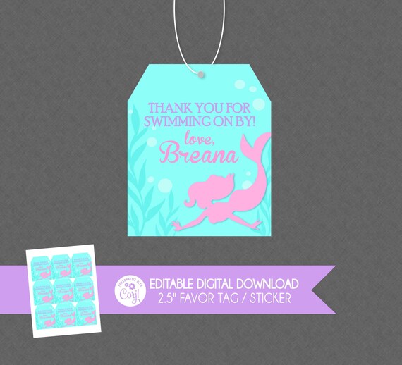 Mermaid Birthday Favor Tags EDITABLE INSTANT DOWNLOAD - Etsy