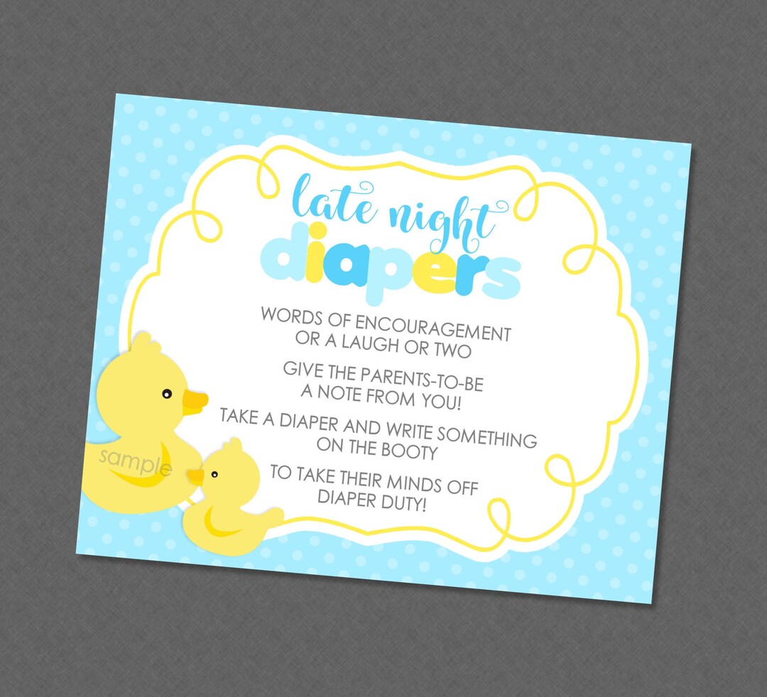 Rubber Duck Late Night Diaper Party Sign - INSTANT DOWNLOAD - Duck Baby ...