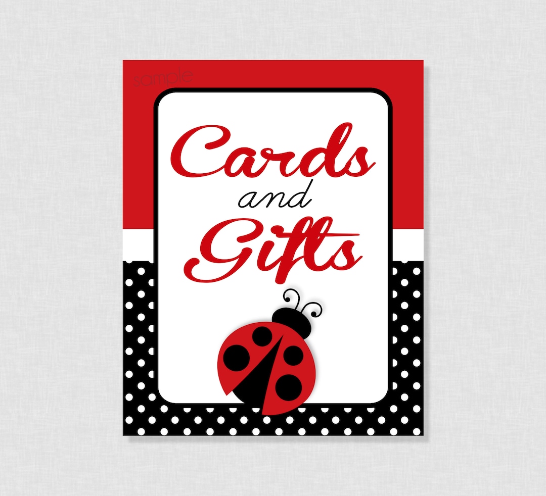 Ladybug Cards & Gifts Party Sign - INSTANT DOWNLOAD - Ladybug Baby ...