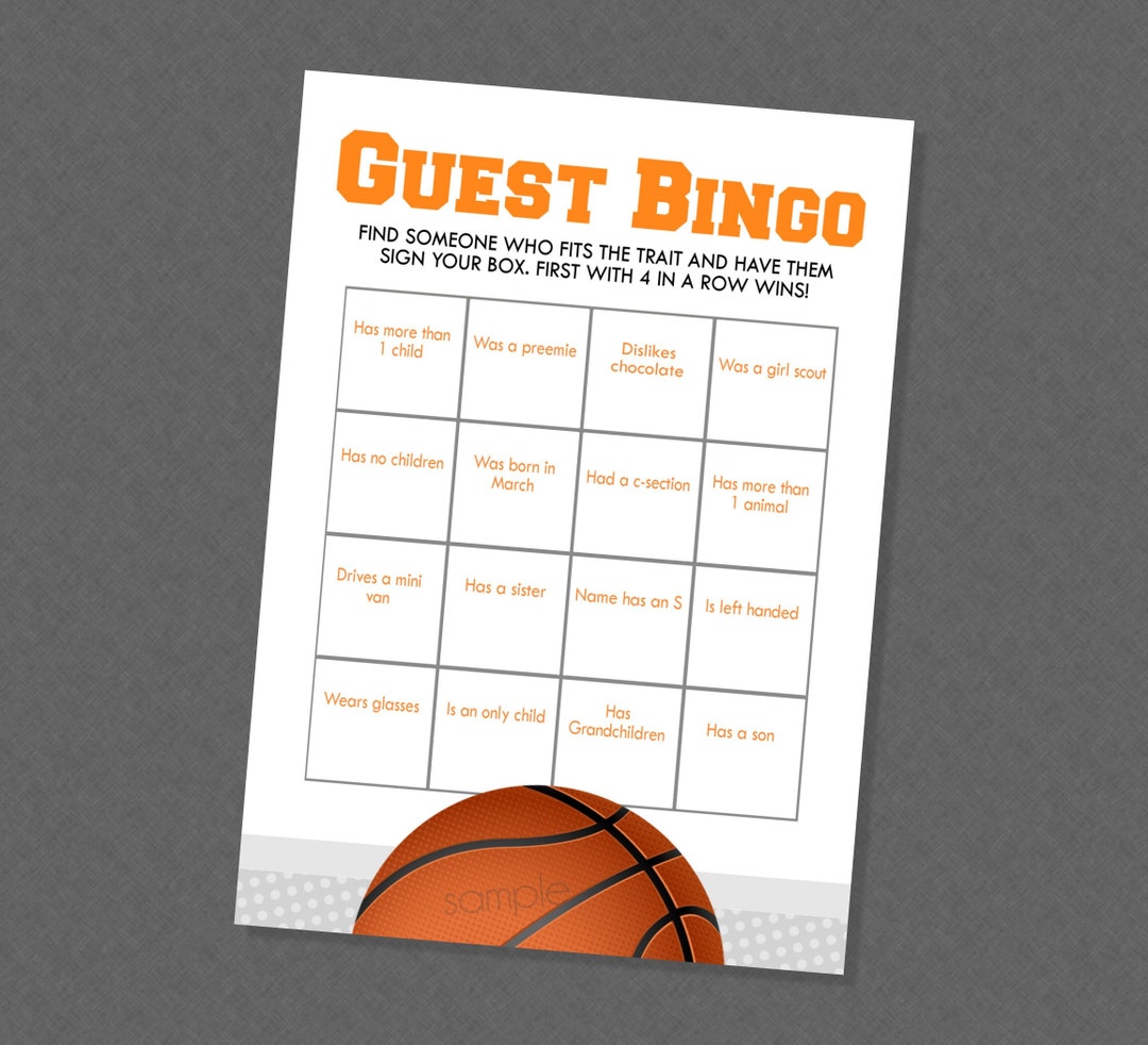Basketball Baby Shower Guest Bingo - INSTANT DOWNLOAD - Basketball ...