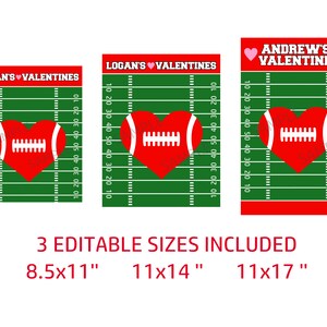 Printable Valentines Football Field for Box EDITABLE INSTANT DOWNLOAD ...