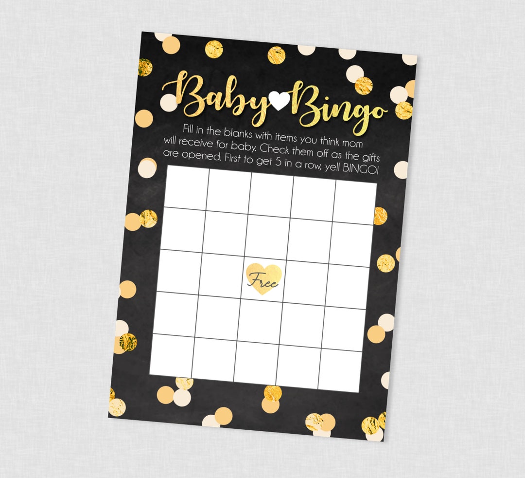 Gold Confetti Baby Shower Bingo INSTANT DOWNLOAD Baby Shower Games ...
