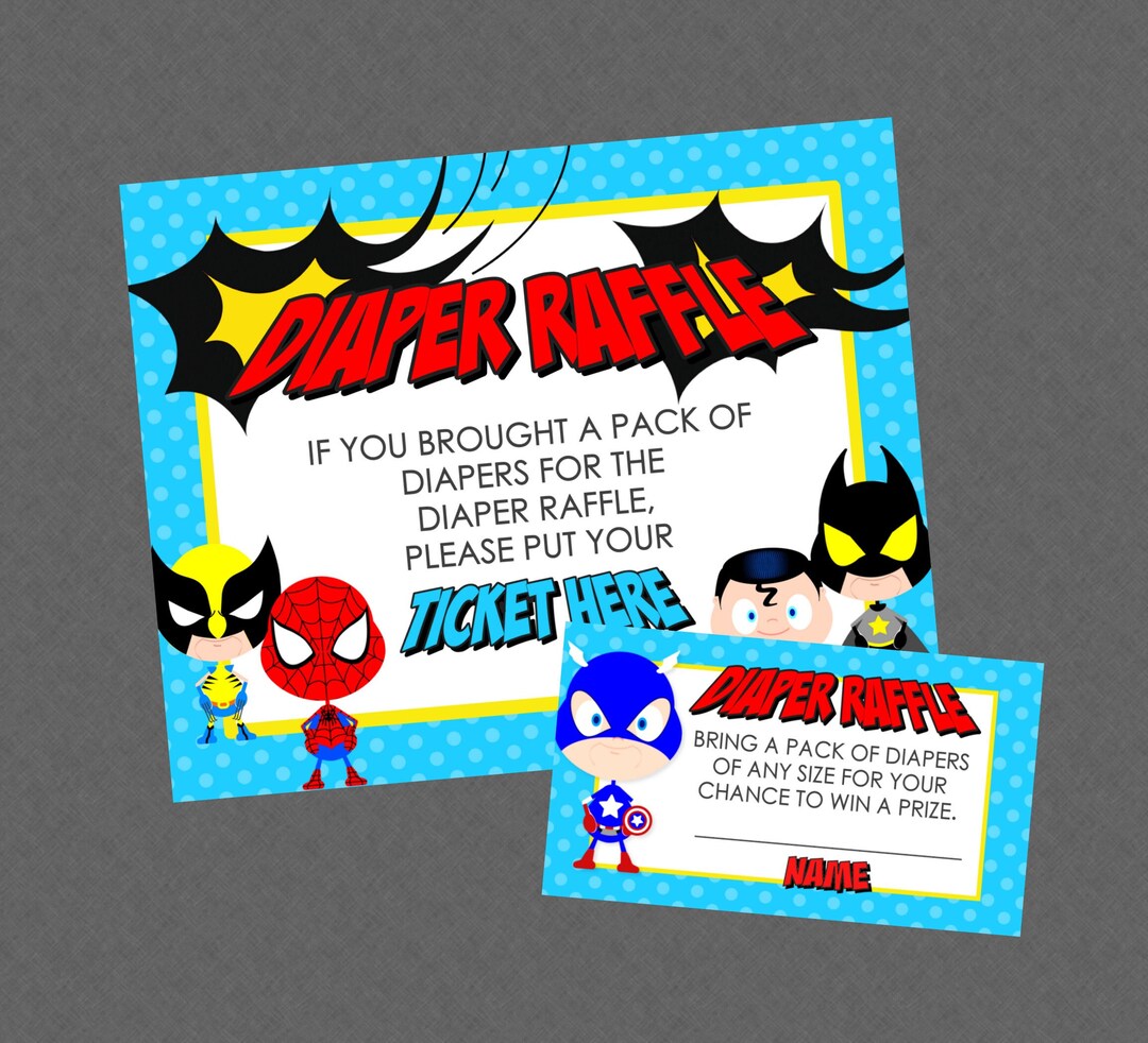 Superhero Baby Shower Diaper Raffle - INSTANT DOWNLOAD - Diaper Raffle ...