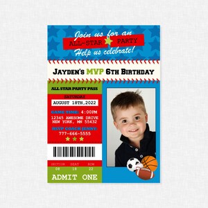 Sports All Star Birthday Invite - EDITABLE INSTANT DOWNLOAD - Sports ...