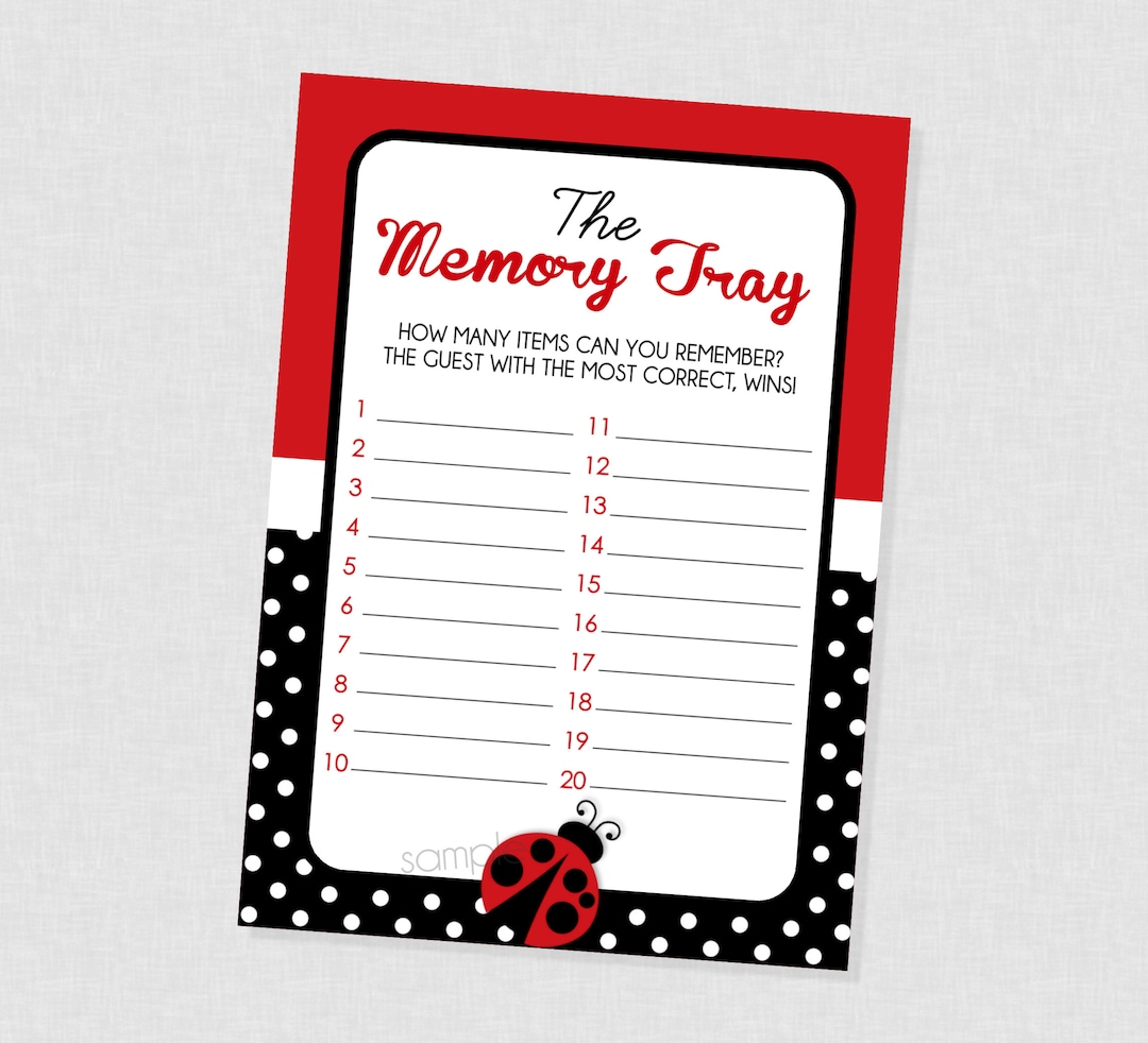 Ladybug Memory Tray Baby Shower Game - INSTANT DOWNLOAD - Ladybug Baby ...