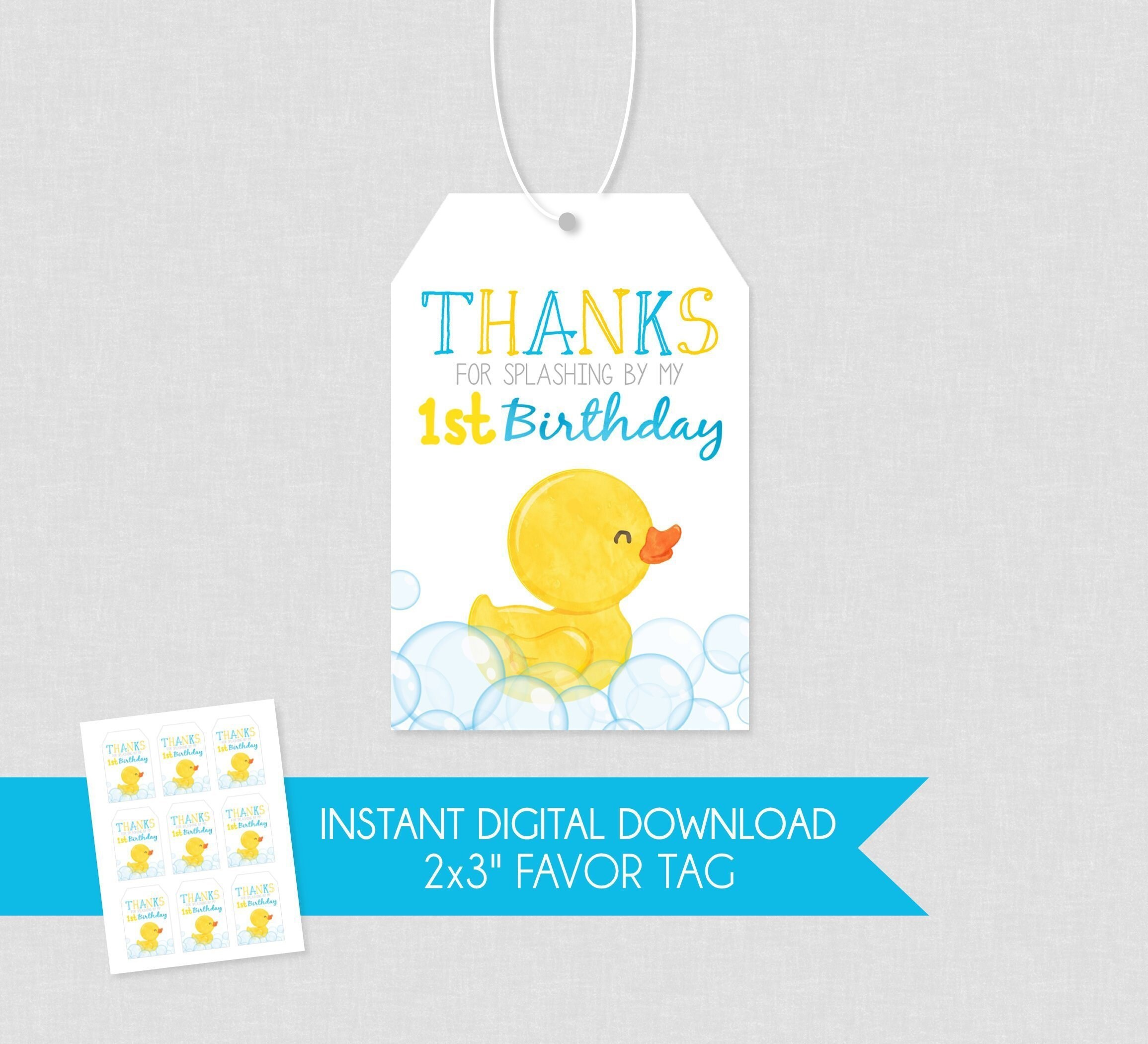 Rubber Duck Birthday Favor Tag INSTANT DOWNLOAD Duckie | Etsy