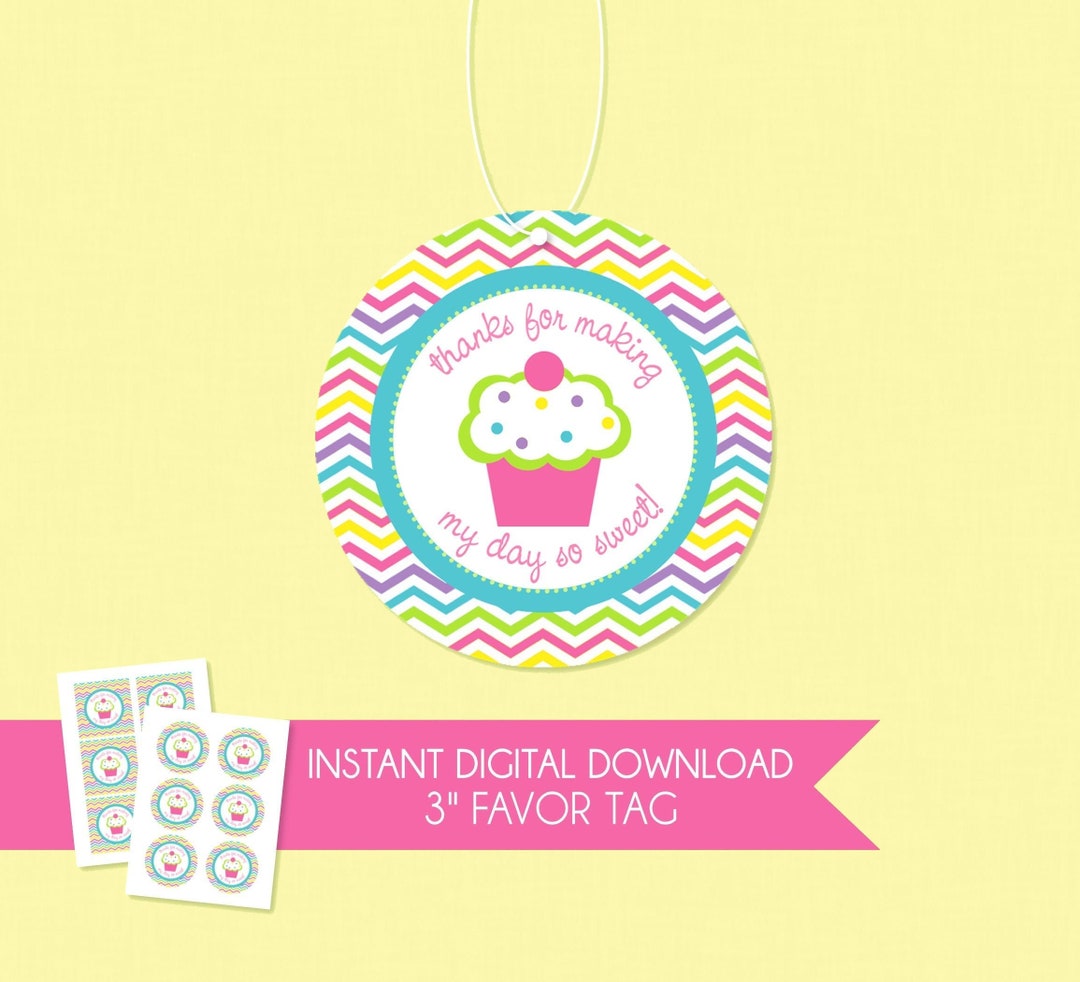 Little Cupcake Thank You Favor Tag - INSTANT DOWNLOAD - Cupcake ...