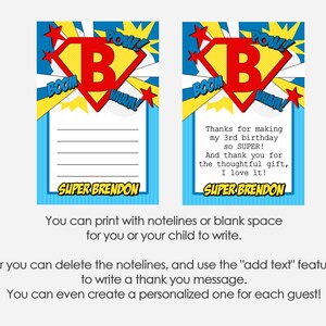 Superhero Birthday Thank You - EDITABLE INSTANT DOWNLOAD - Superhero ...