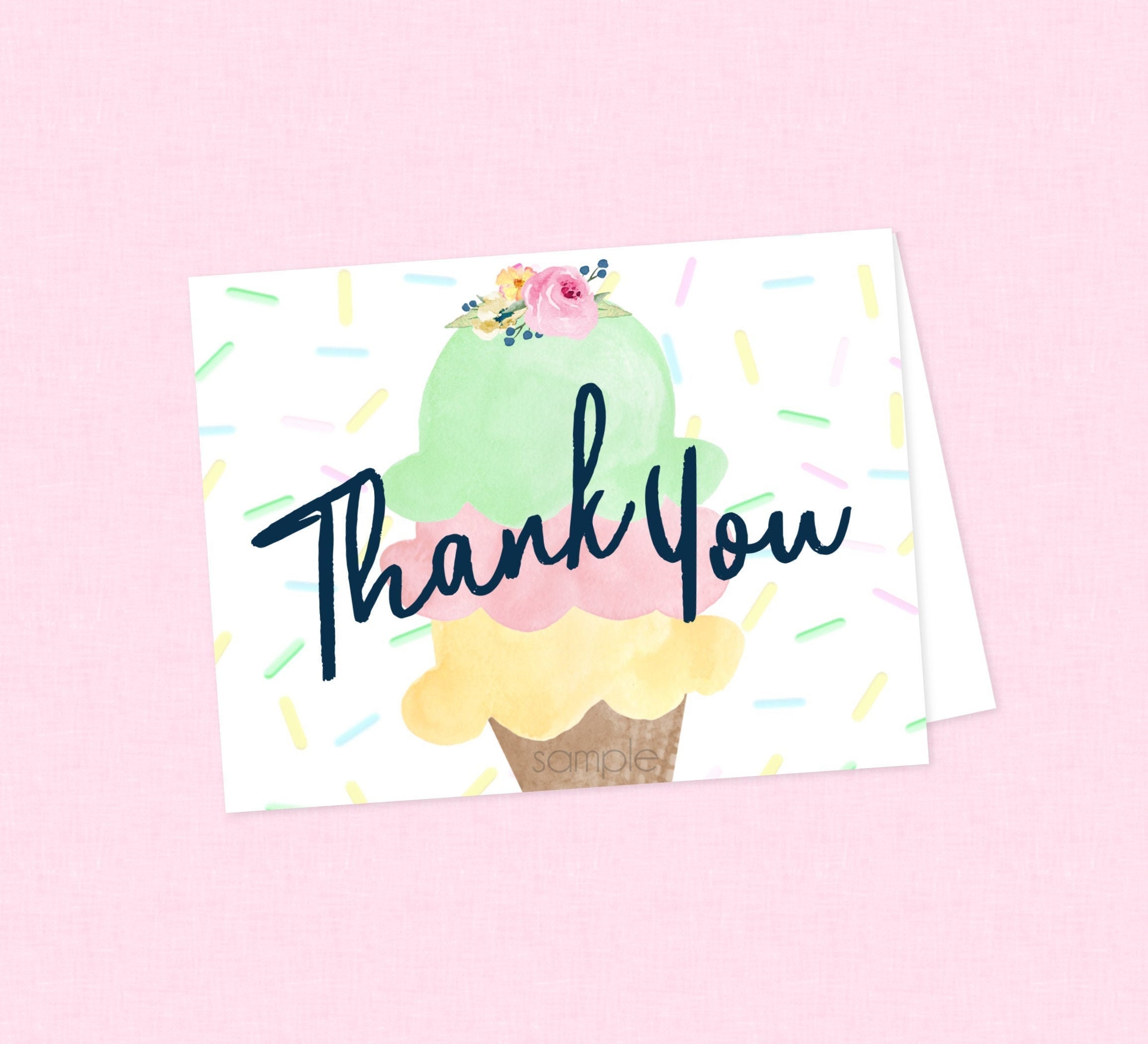 Ice Cream Thank You Card - INSTANT DOWNLOAD - Ice Cream Social, Baby ...