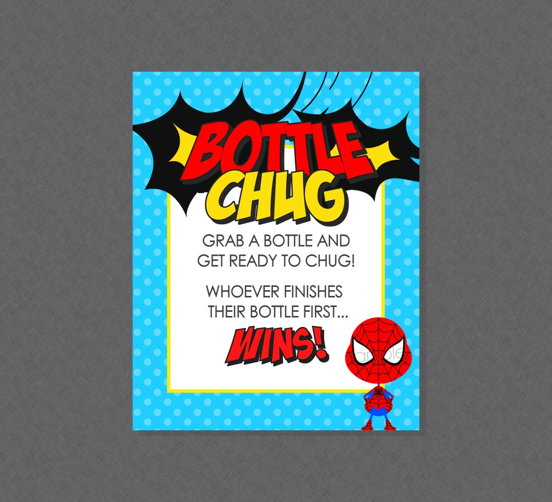 Superhero Bottle Chug Baby Shower Game - INSTANT DOWNLOAD - Superhero ...