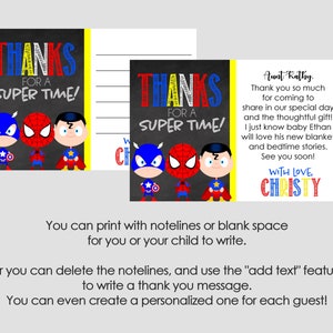 Superhero Thank You Note EDITABLE INSTANT DOWNLOAD Superhero Thank You ...