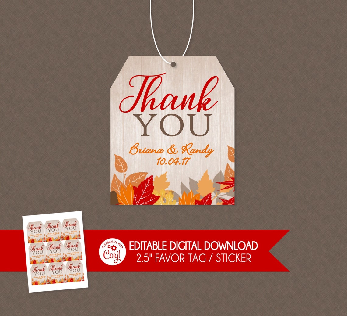 Fall Favor Tags EDITABLE INSTANT DOWNLOAD Fall Leaves - Etsy
