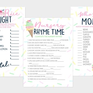 Ice Cream Baby Shower Game Pack - INSTANT DOWNLOAD - Ice Cream Shower ...