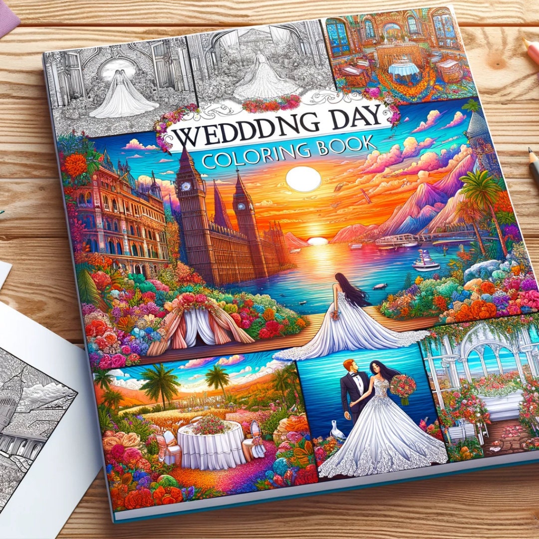 Wedding Day Coloring Book, Wedding Color Book, Coloring Book, Wedding ...