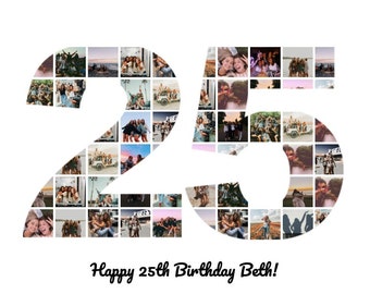 25th Birthday Photo Collage - Etsy
