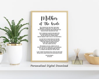 Mother of Bride Poem | Etsy