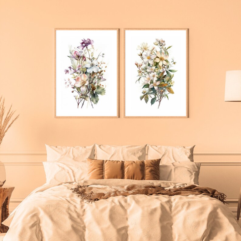 Watercolor Wildflower Blooms: Rustic Wall Art Set Digital Download - Etsy