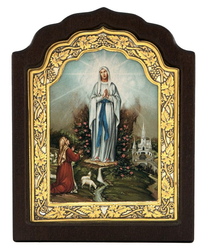 Catholic Icon Lady of Lourdes 20x16 Cm. Goldplated Silver - Etsy