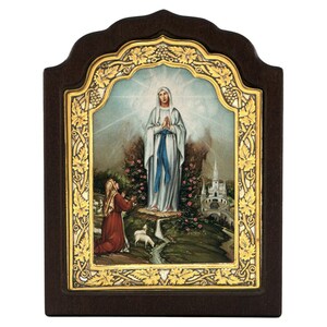 Catholic Icon, Lady of Lourdes 20x16 Cm. Goldplated Silver 925 Frame ...