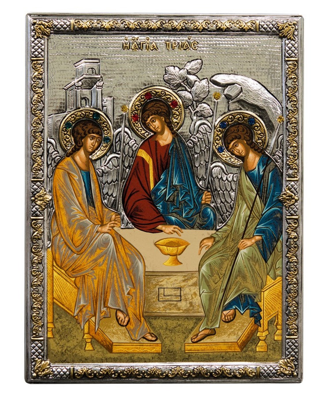 The Holy Trinity 26x19 Cm. Silver 925 Byzantine Icon | Etsy