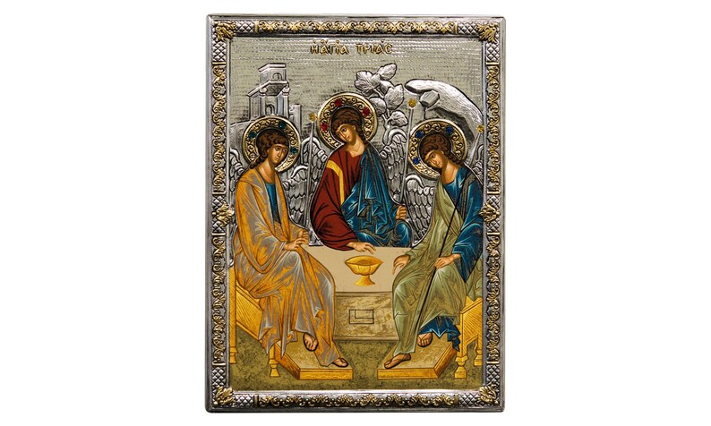 The Holy Trinity 26x19 Cm. Silver 925 Byzantine Icon | Etsy