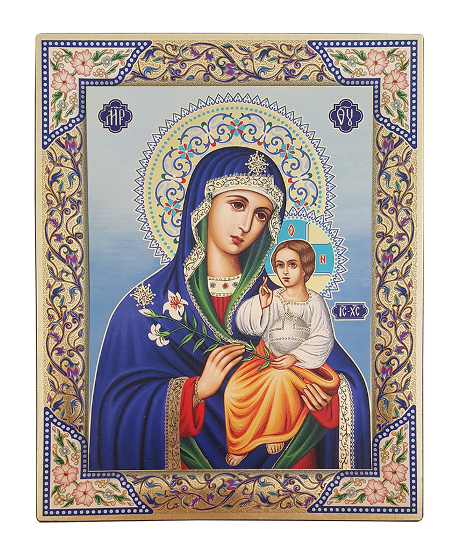 Russian Icon Virgin Mary 29x23 Cm. Orthodox Icon Canvas on | Etsy